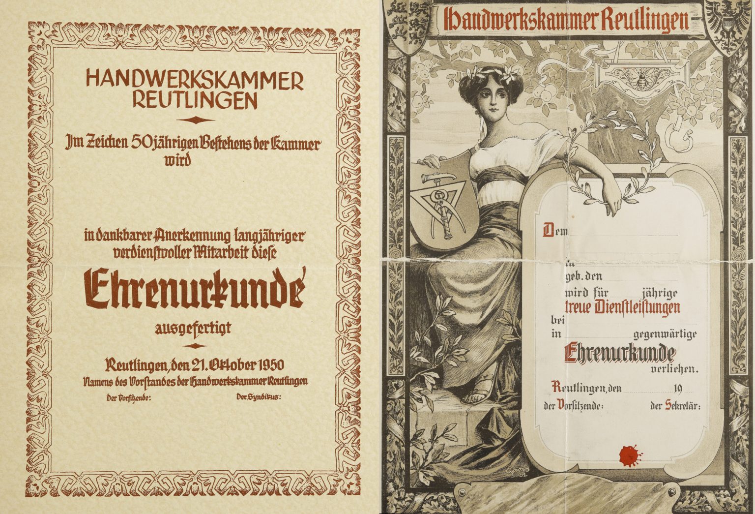 Ausgezeichnet - Ehrenurkunden der Handwerkskammern - Wirtschaftsarchiv ...